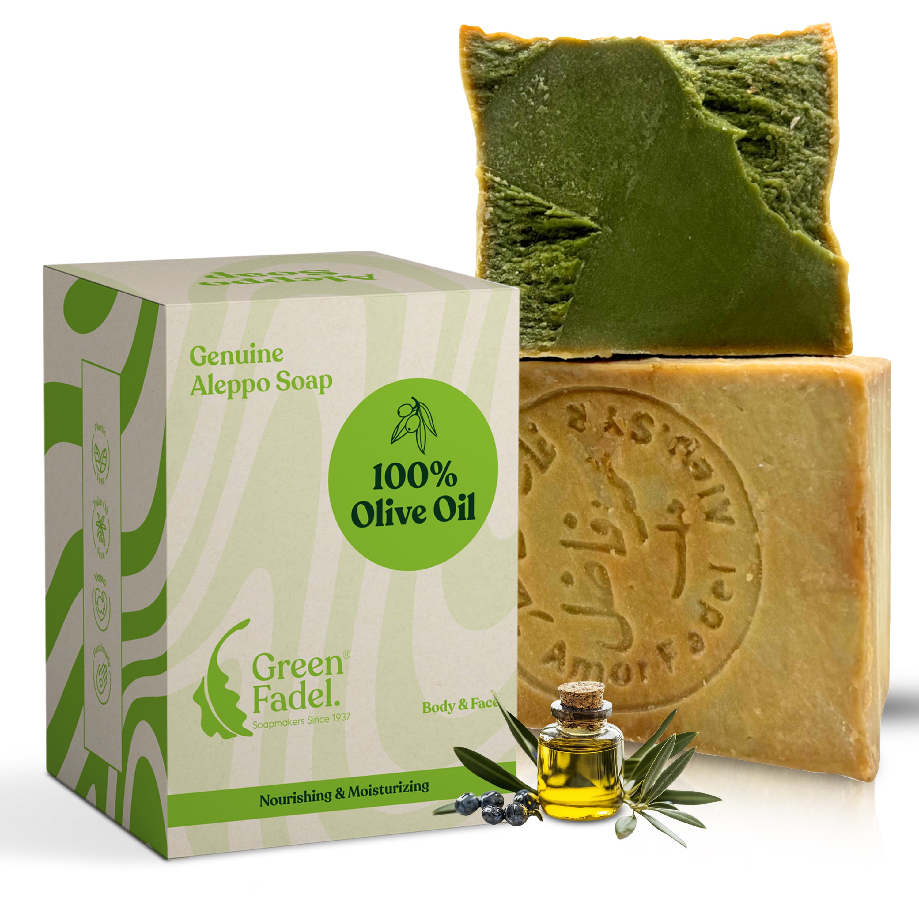 Genuine Aleppo Soap, 100% Olive Oil – Green Fadel